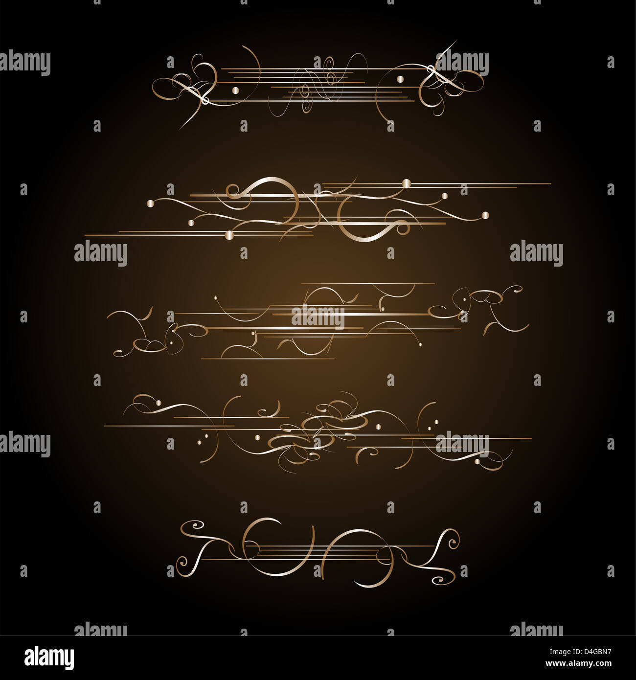 Calligraphic old elements vintage decor border pattern Stock Photo - Alamy