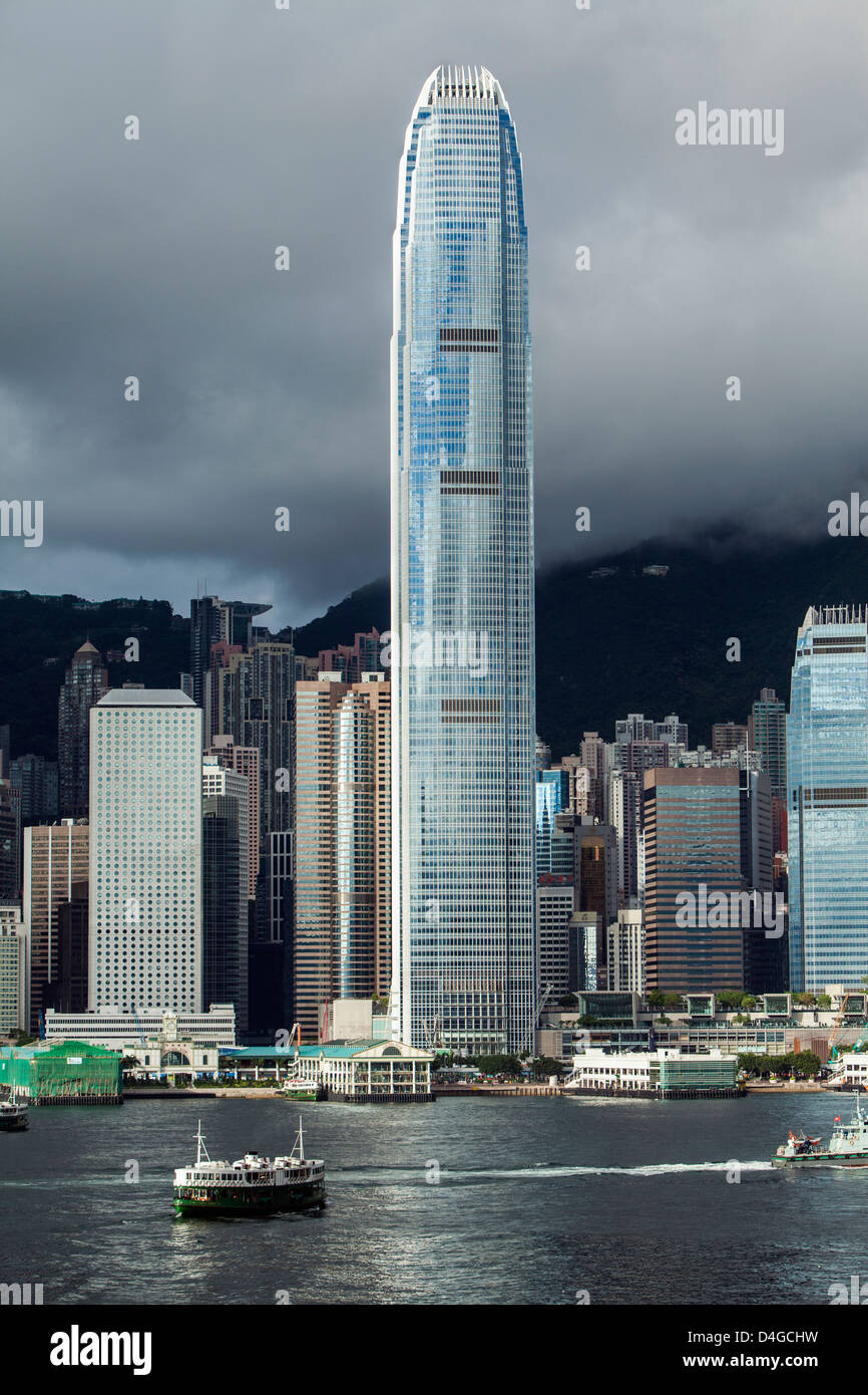The IFC building & the central Hong Kong skyline from Kowloon, Hong Kong, with a Star Ferry ...