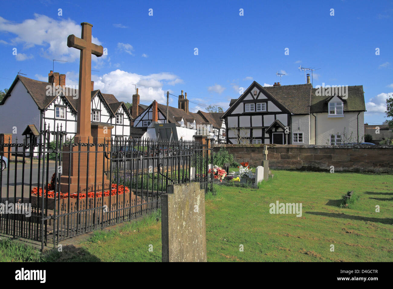 War Memorial Cross at Ombersley Village, Worcestershire, England Stock ...