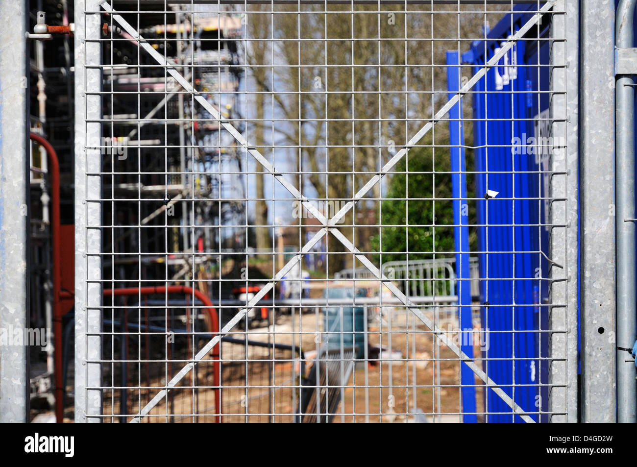 Access gate blocking entry into a building site Stock Photo - Alamy