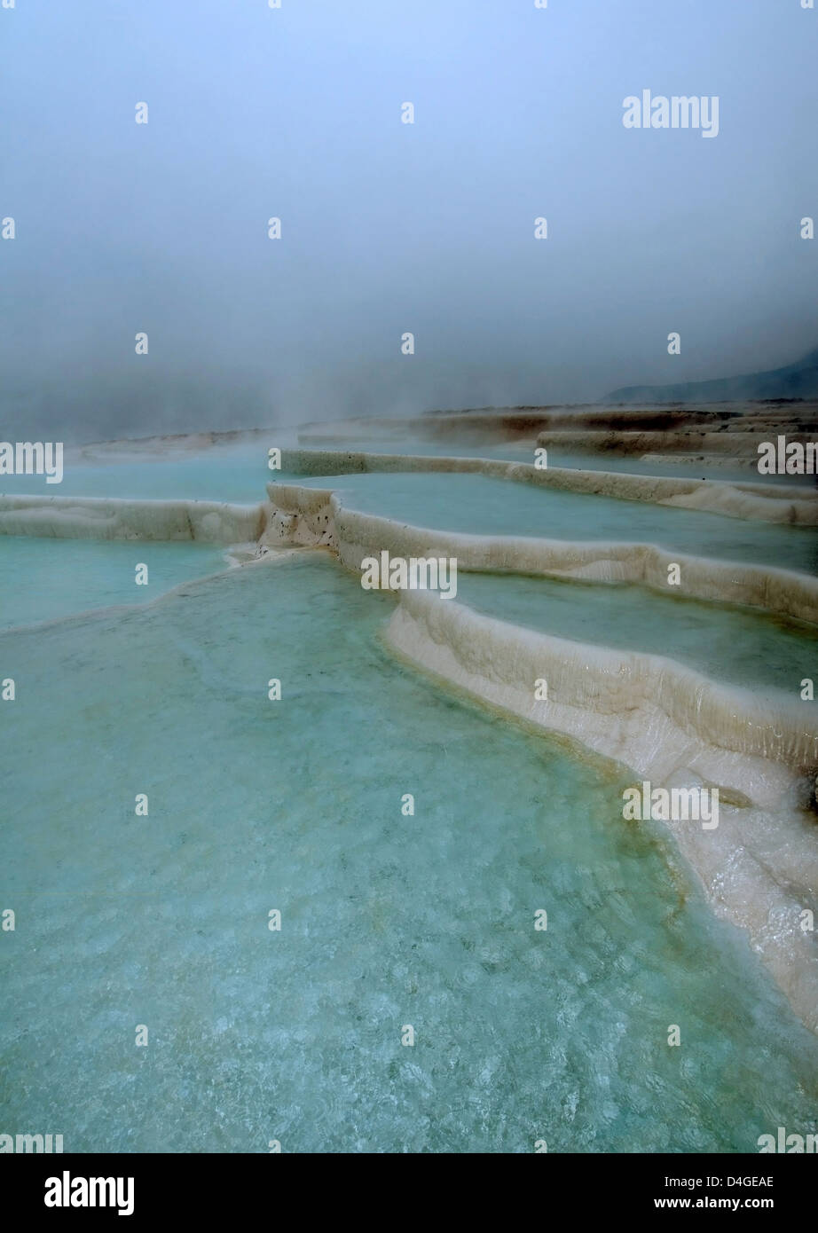 Travertine terrace formations, Pamukkale, Turkey, Western Asia Stock ...