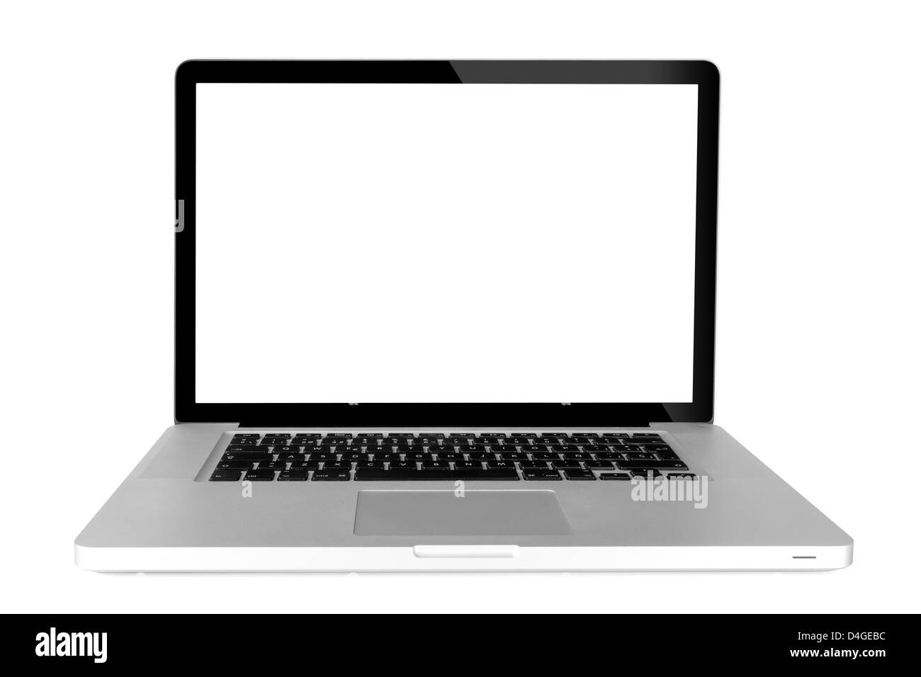 Laptop with blank screen on a white background Stock Photo - Alamy