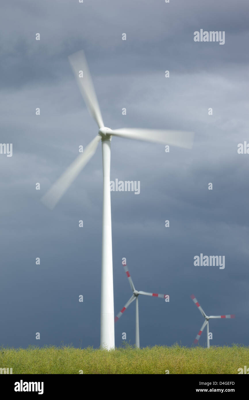 Nauen, Germany, wind wheels in a field Stock Photo - Alamy