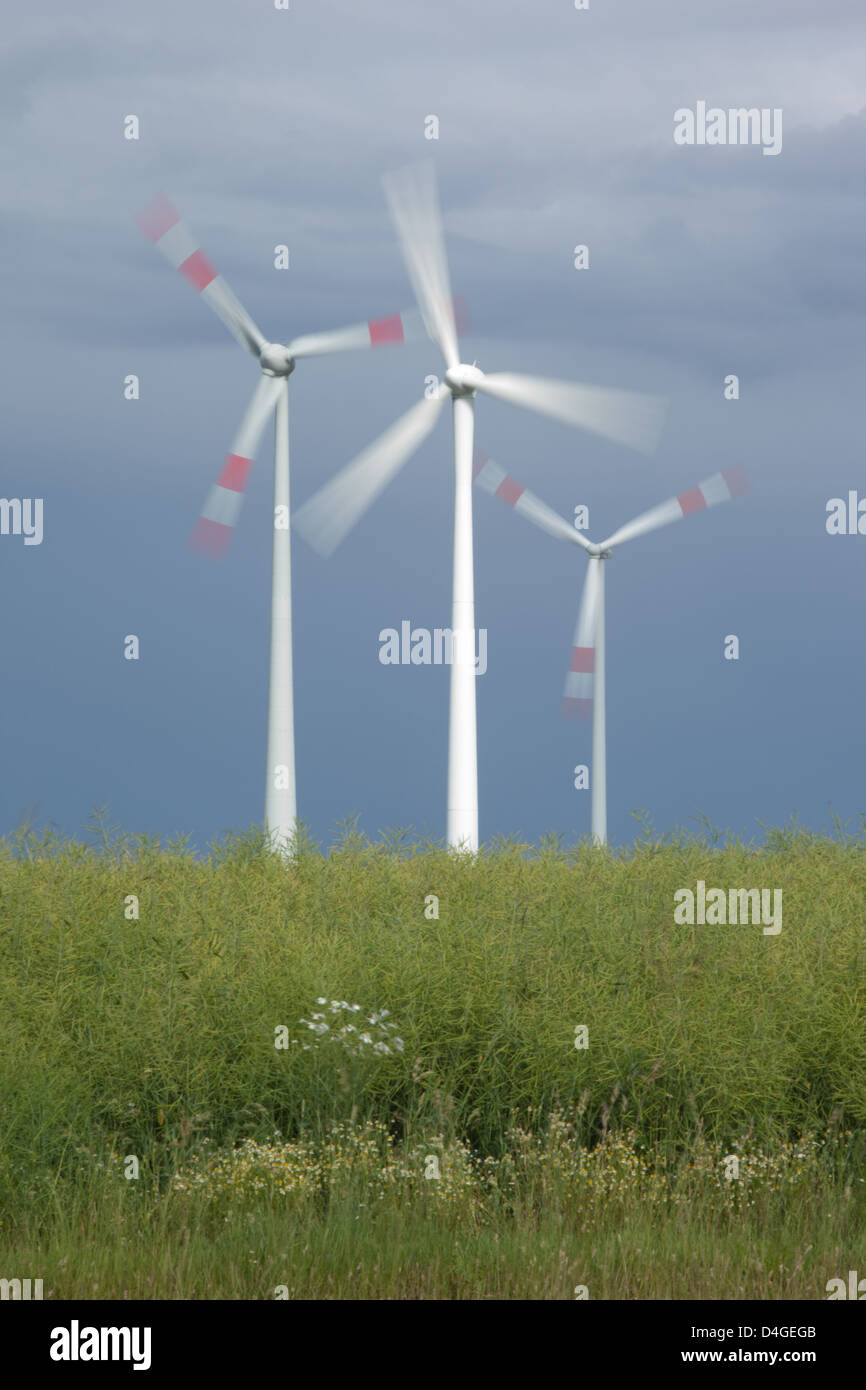 Nauen, Germany, wind wheels in a field Stock Photo - Alamy