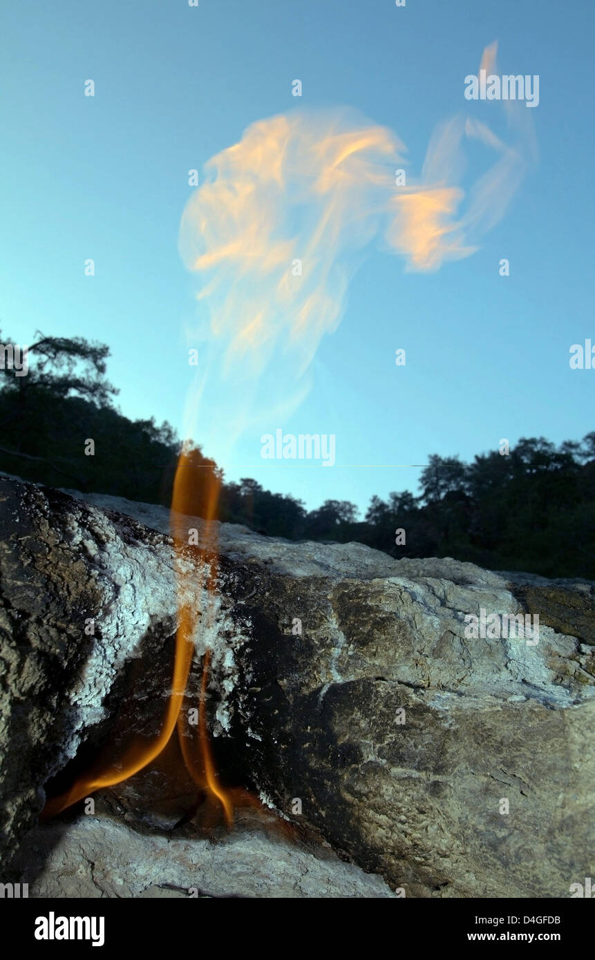 Burning gas vents, Chimeras, Mount Chimaera, Olympos, Turkey, Western ...