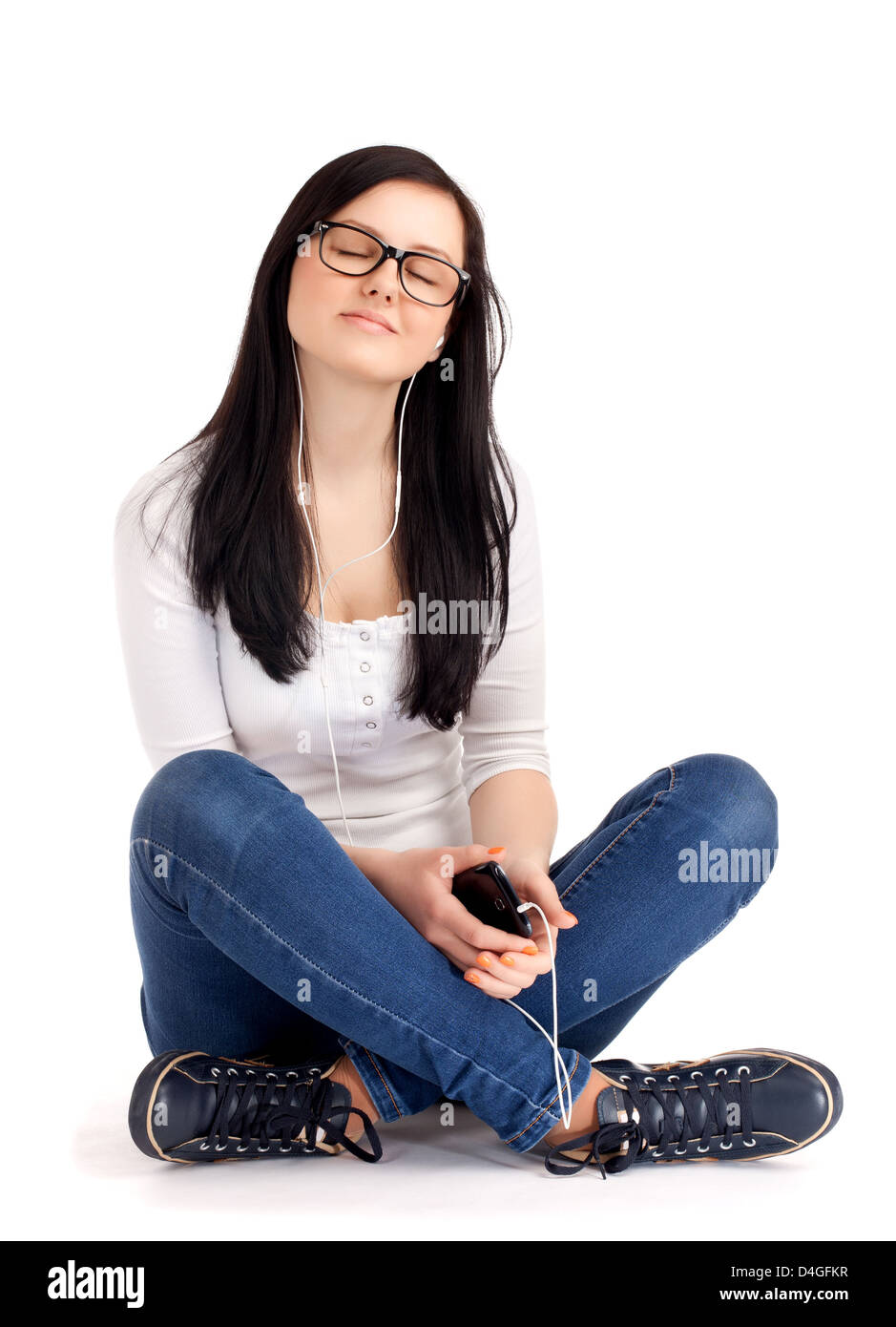 Teenage girl listen music Stock Photo - Alamy
