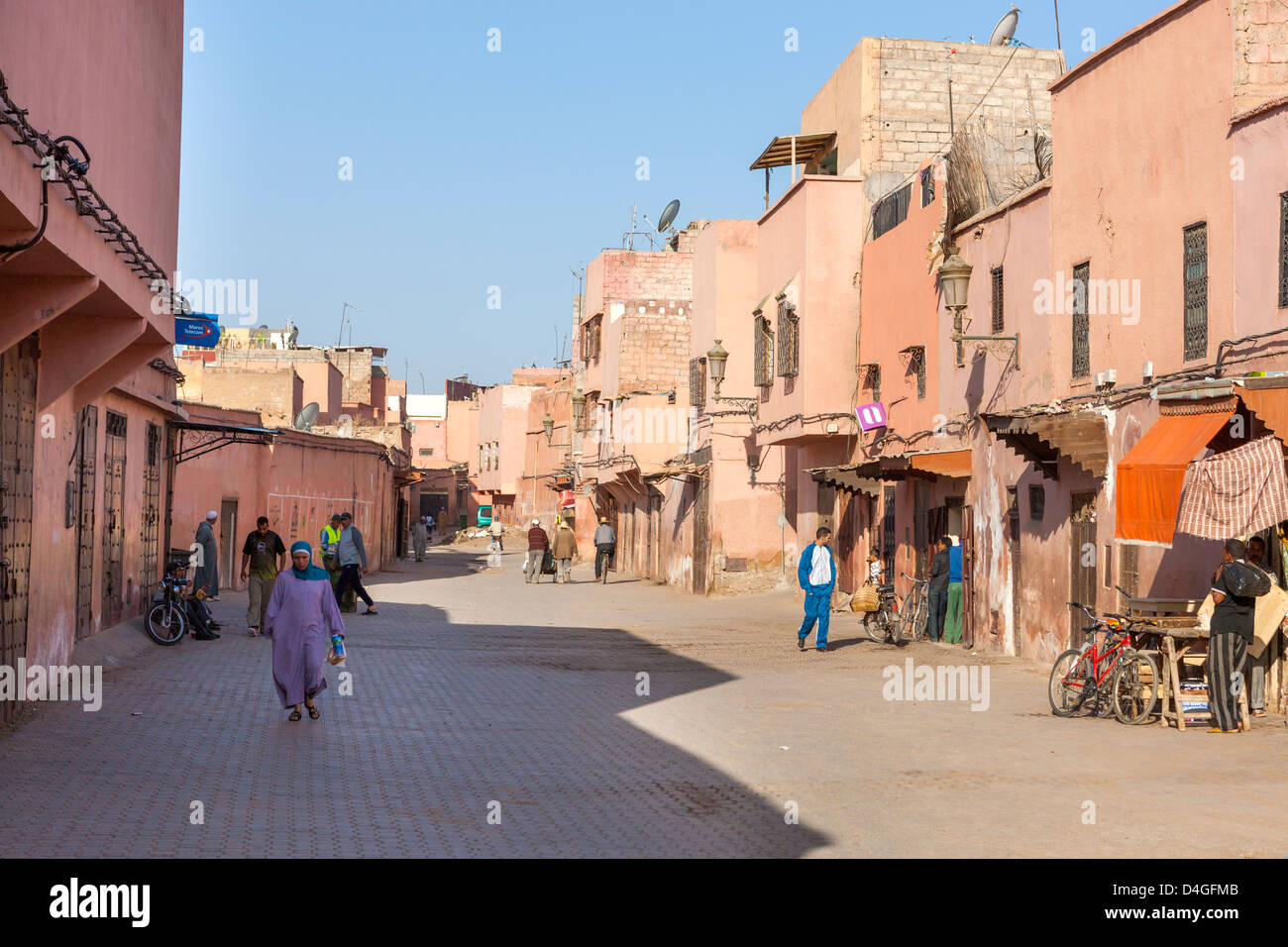 Street in the Marrakech (Marrakesh), Morocco, North Africa, Africa ...