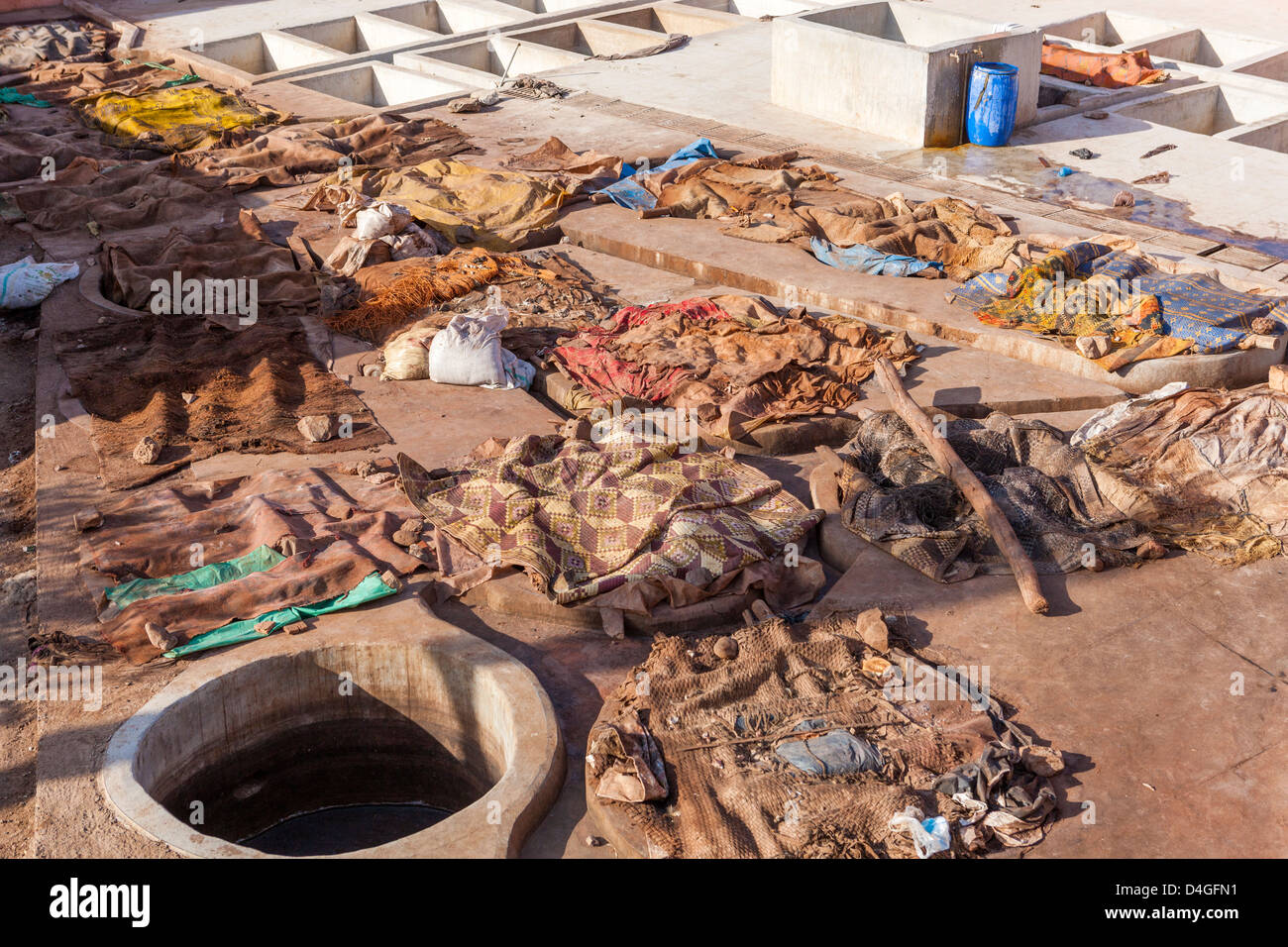 Tanneries. Treating leather in the tanneries Stock Photo - Alamy