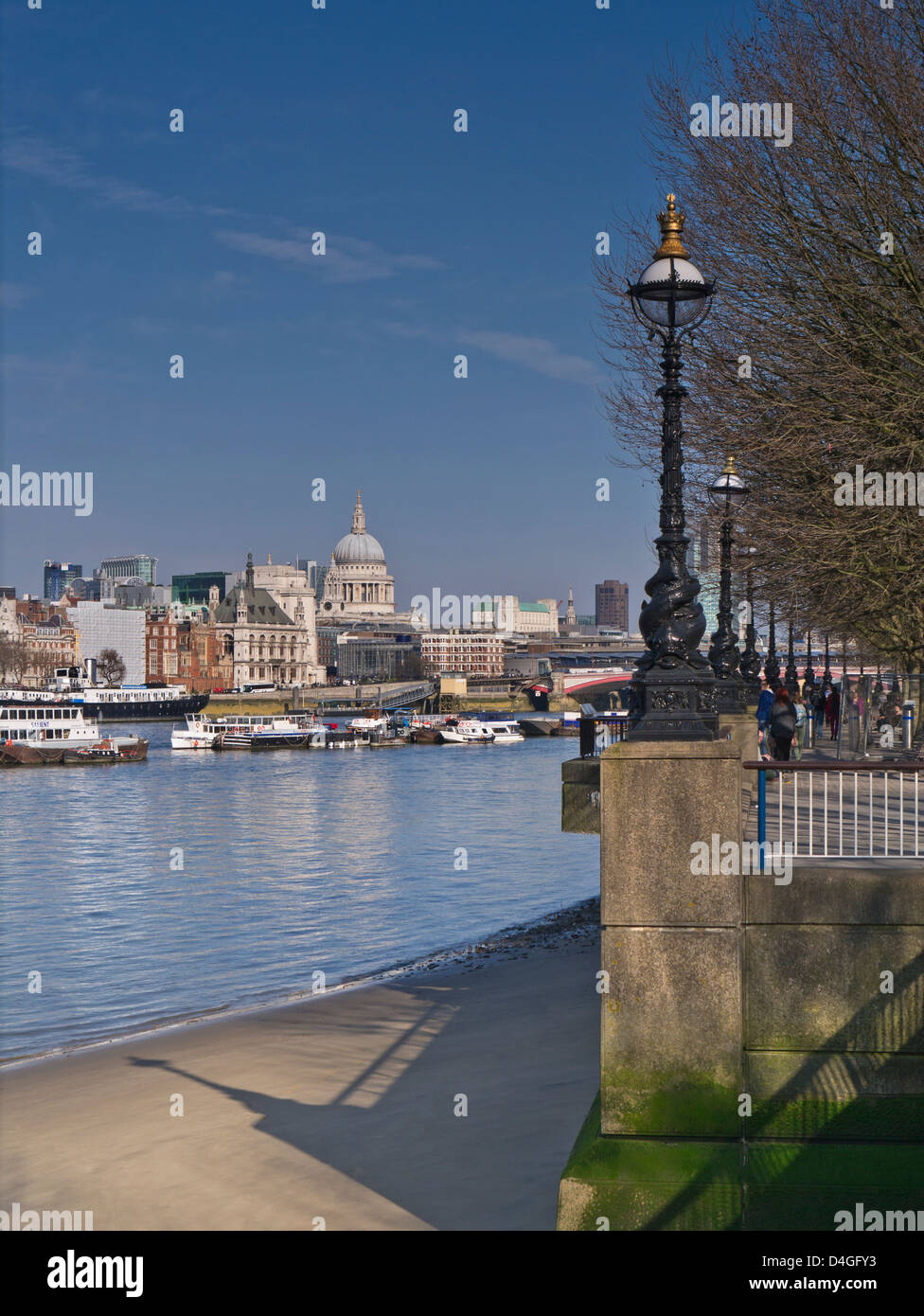 SOUTH BANK VIEW City of London and Saint Paul's with South Bank River ...