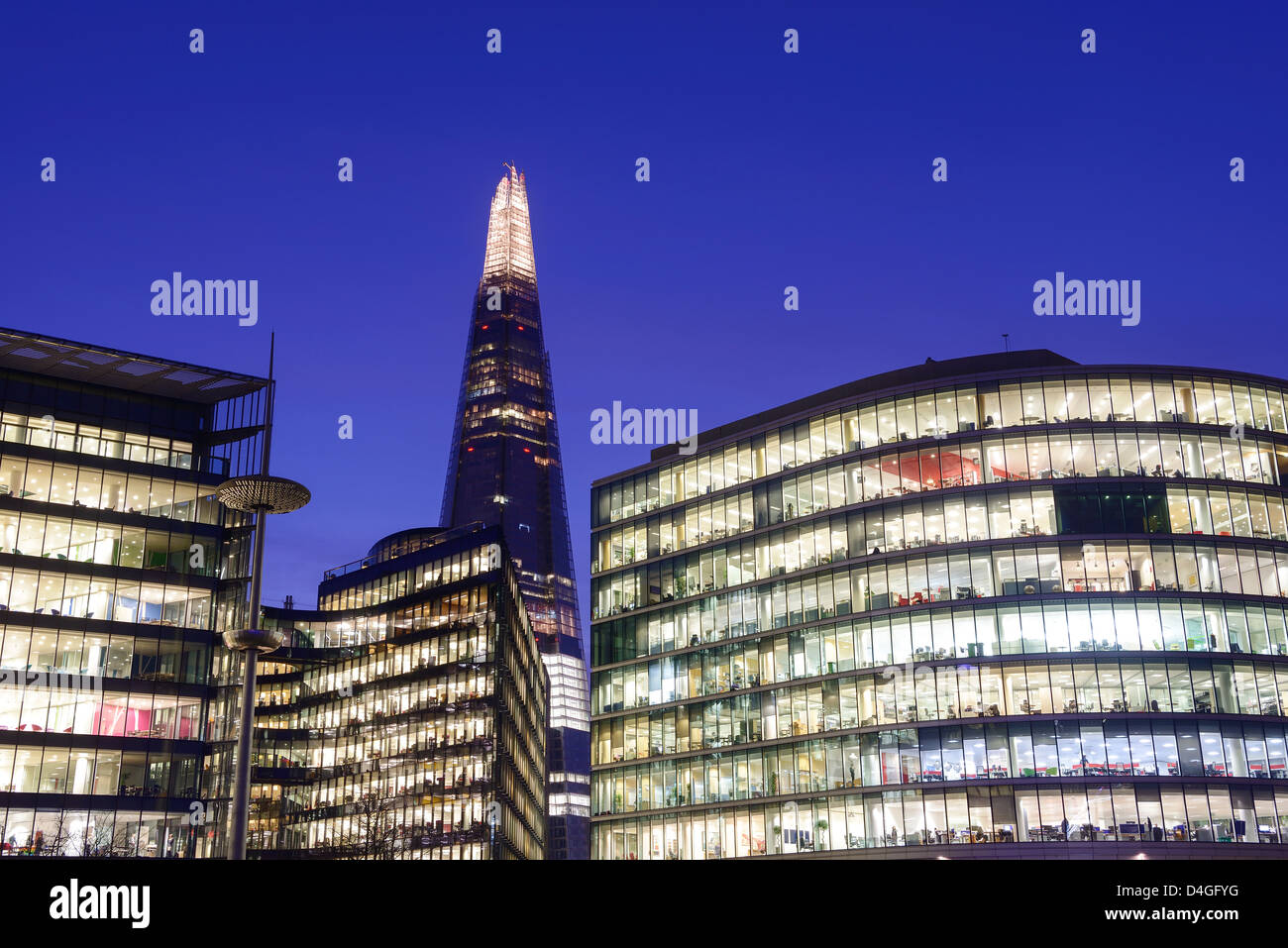 The Shard and offices at night London UK Stock Photo - Alamy