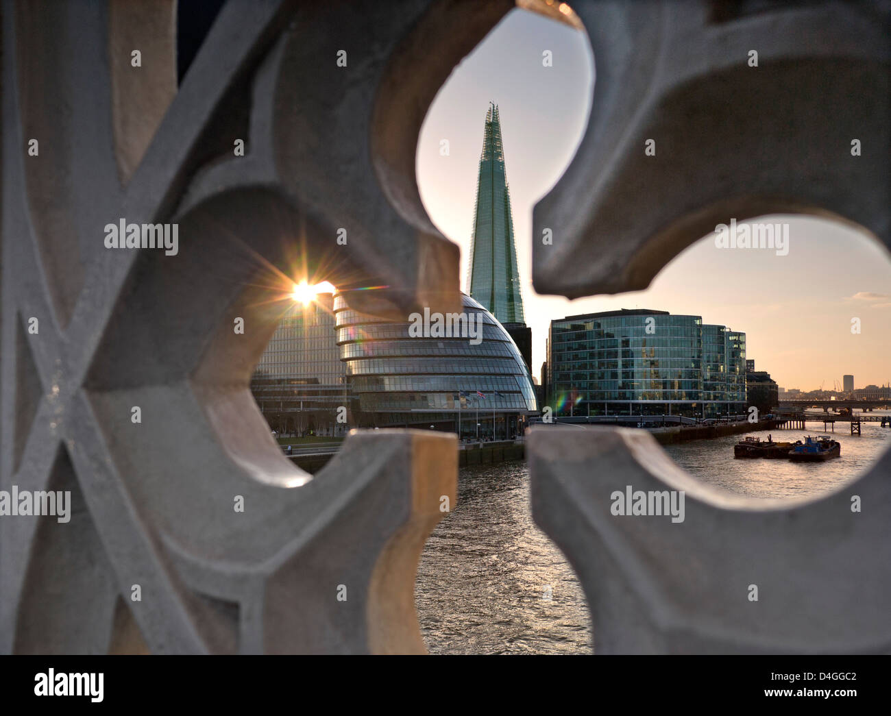 The London Shard, City Hall and contemporary London city skyline viewed ...