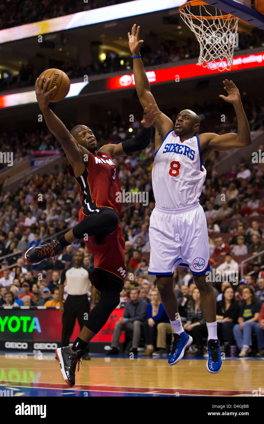 Philadelphia, Pennsylvania, USA. 13th March 2013. Miami Heat shooting ...