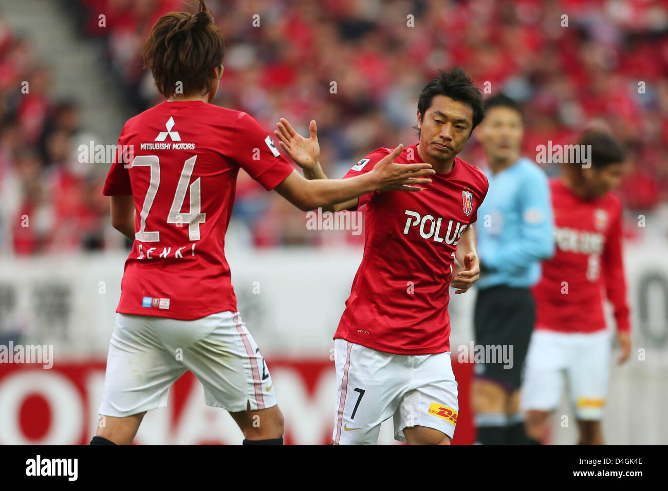 (L to R) Genki Haraguchi (Reds), Tsukasa Umesaki (Reds), March 9, 2013 ...