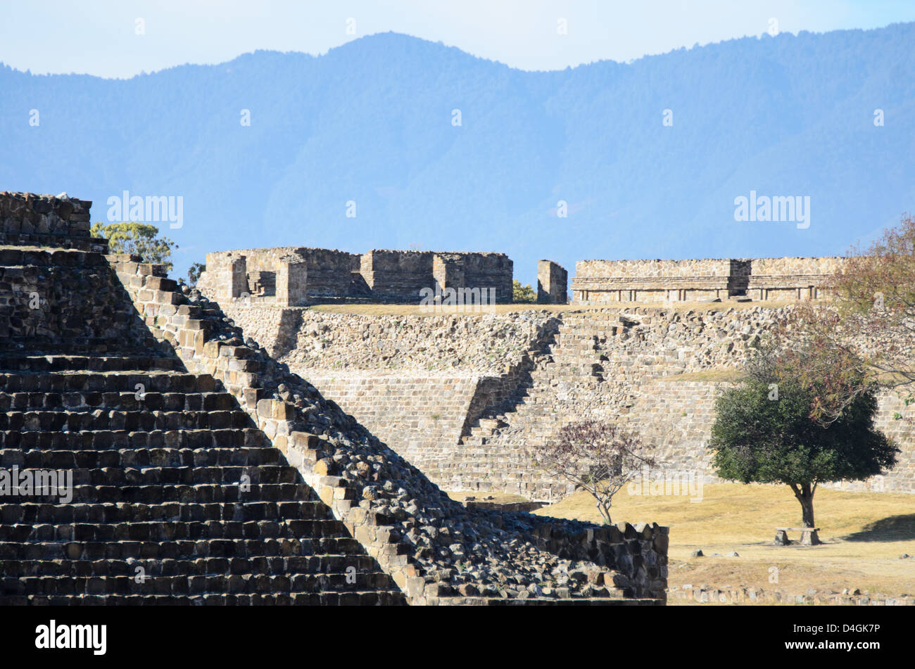 Ruined temples in the ancient Zapotec capital of Monte Alban, Oaxaca ...