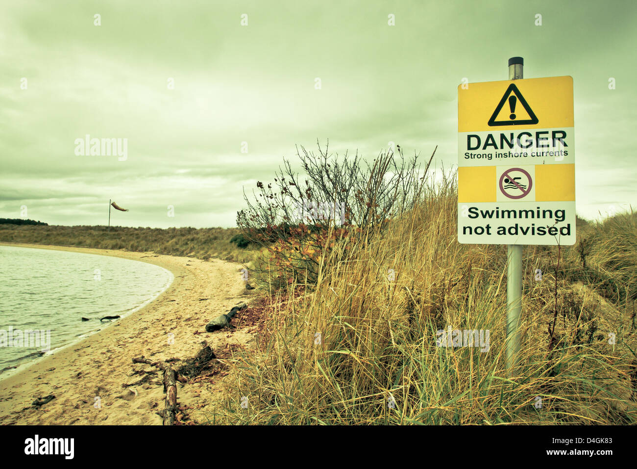 Danger sign at a UK coastal area Stock Photo - Alamy