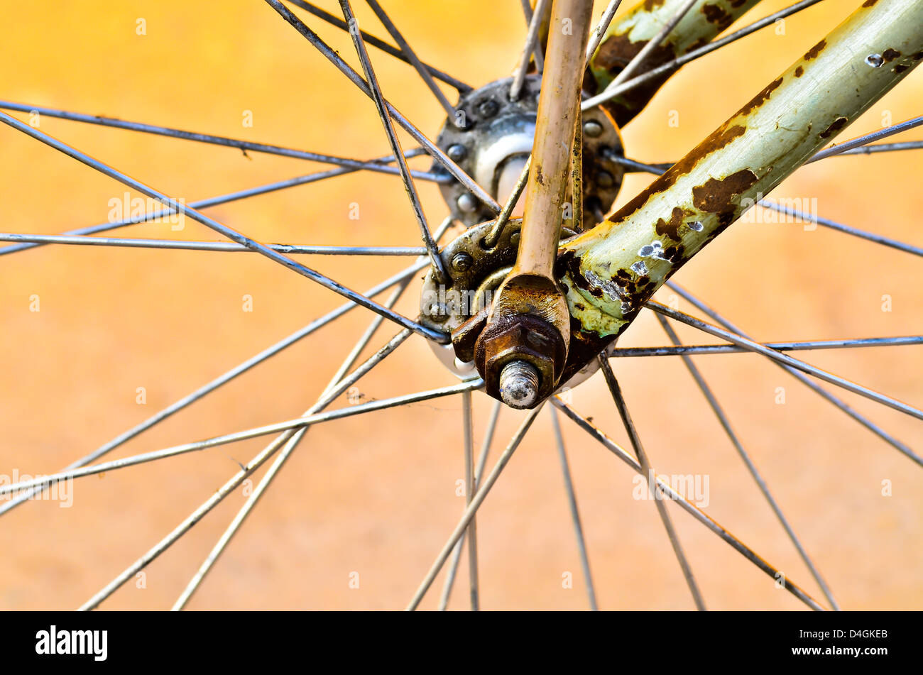 Rusty details of bicycle wheel Stock Photo - Alamy
