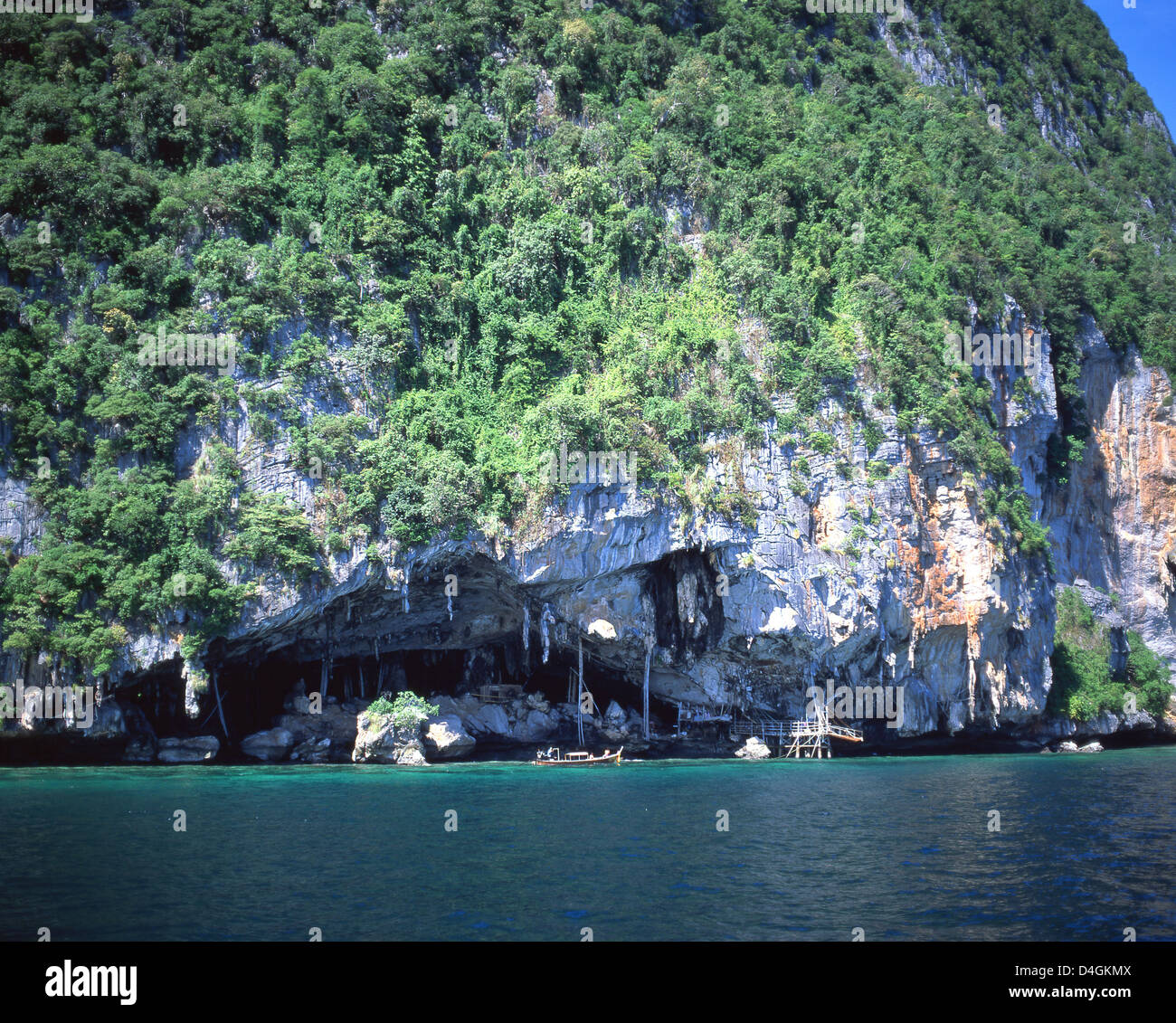 'The Viking Cave' in limestone cliffs, Ko Phi-Phi Leh, Phi Phi Islands ...