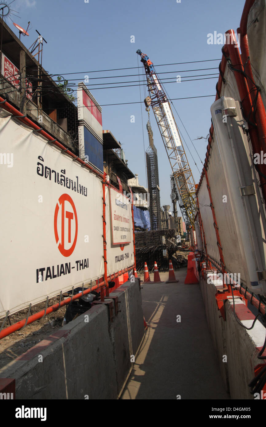 MRT construction site in Bangkok 's Chinatown , Thailand Stock Photo ...
