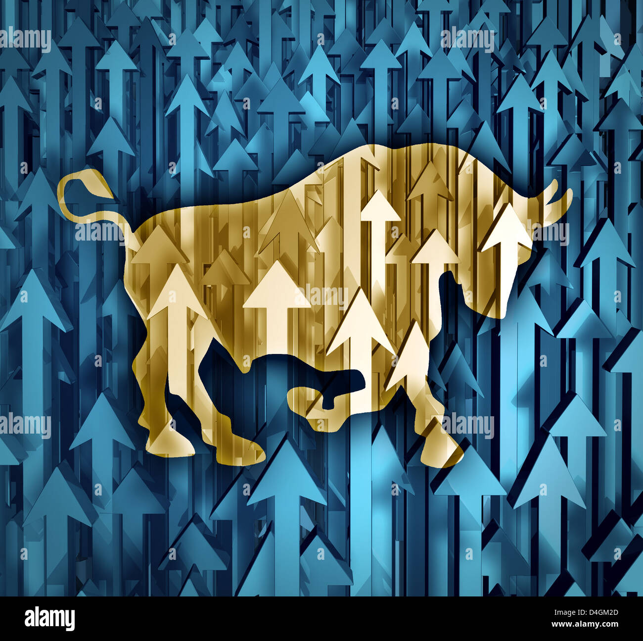 Bull market business concept with a group of organized arrows going up ...