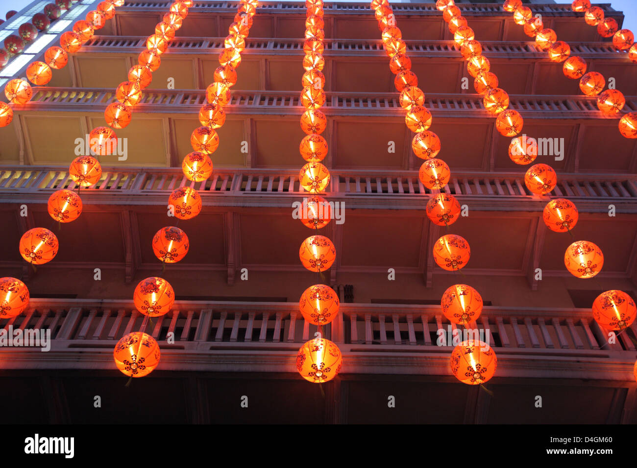Chinese lanterns installed Stock Photo - Alamy