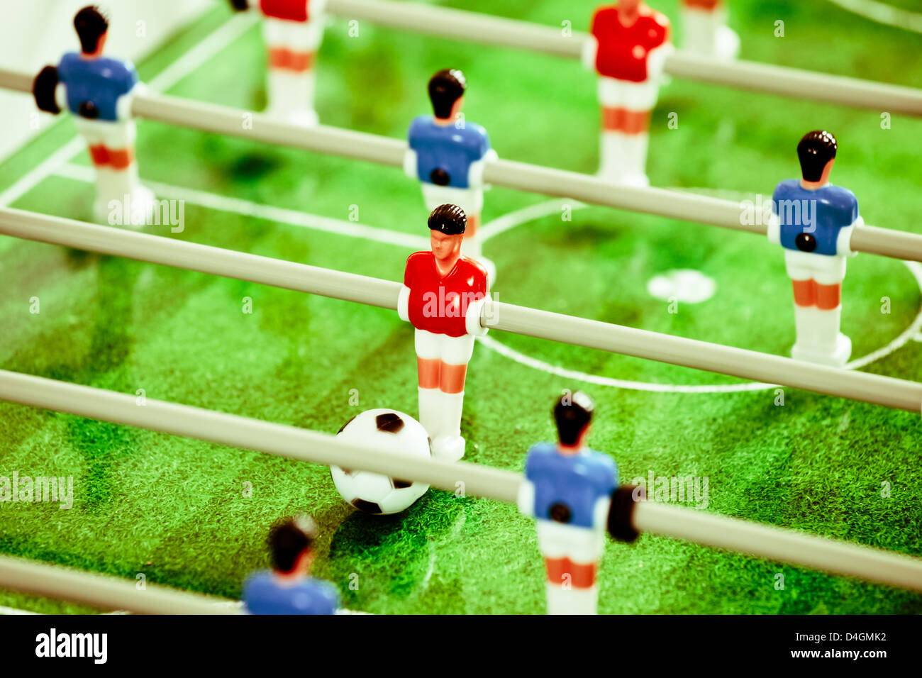 Close up of plastic table football game Stock Photo - Alamy