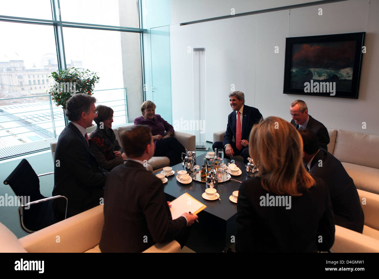 Secretary Kerry and German Chancellor Merkel Sit Down for Coffee Stock ...
