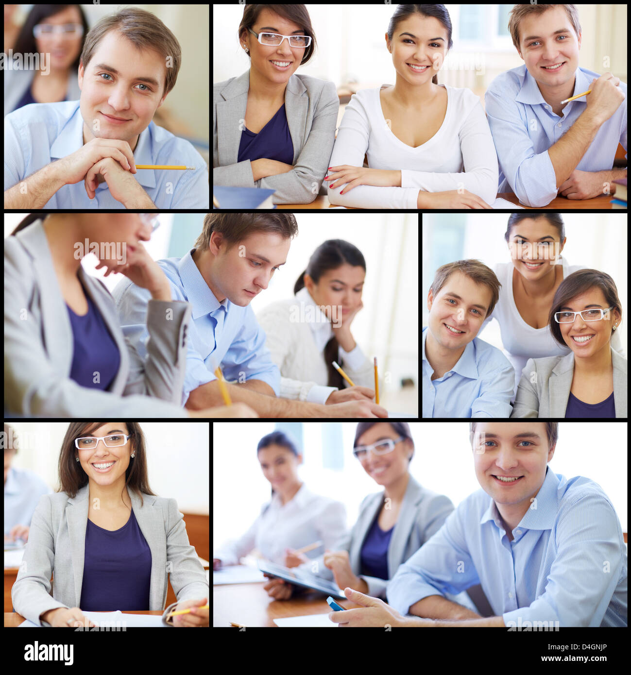 Collage of smart students studying in college Stock Photo - Alamy