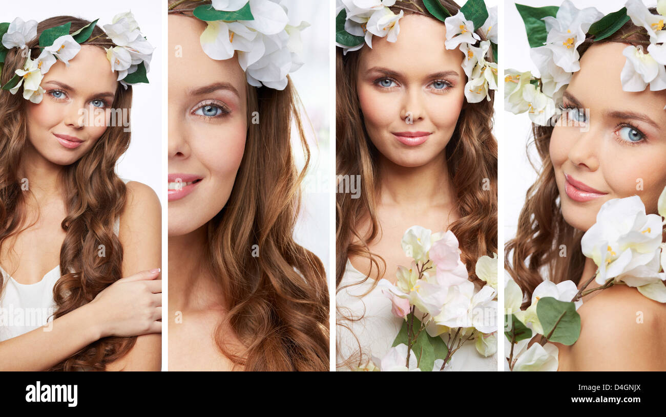 Collage of a perfect woman in spring style Stock Photo - Alamy