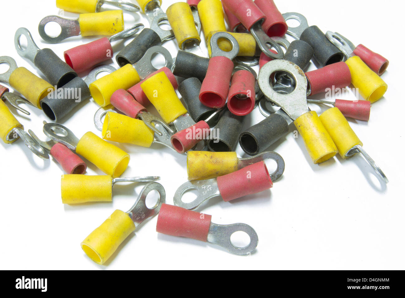 Crimp terminals ( solderless terminals )on a white background Stock ...