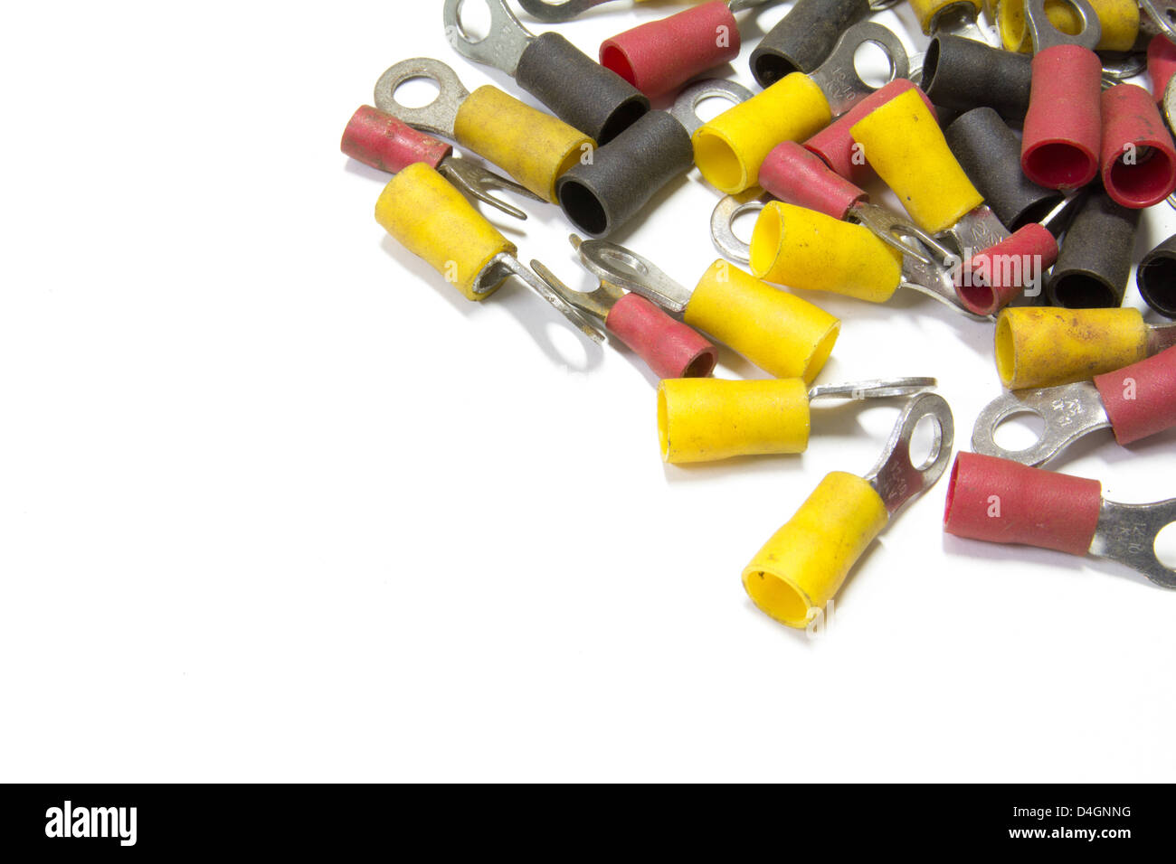 Crimp terminals ( solderless terminals )on a white background Stock ...