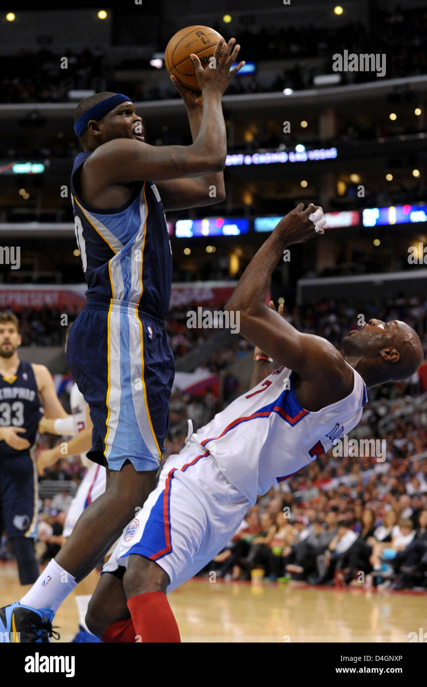 Los Angeles, California, USA. 13th March 2013. Memphis Grizzlies power ...