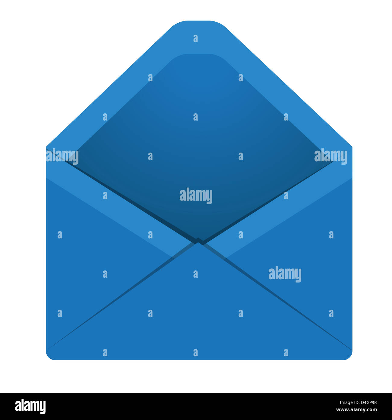 illustration, open blue envelope on white background Stock Photo - Alamy
