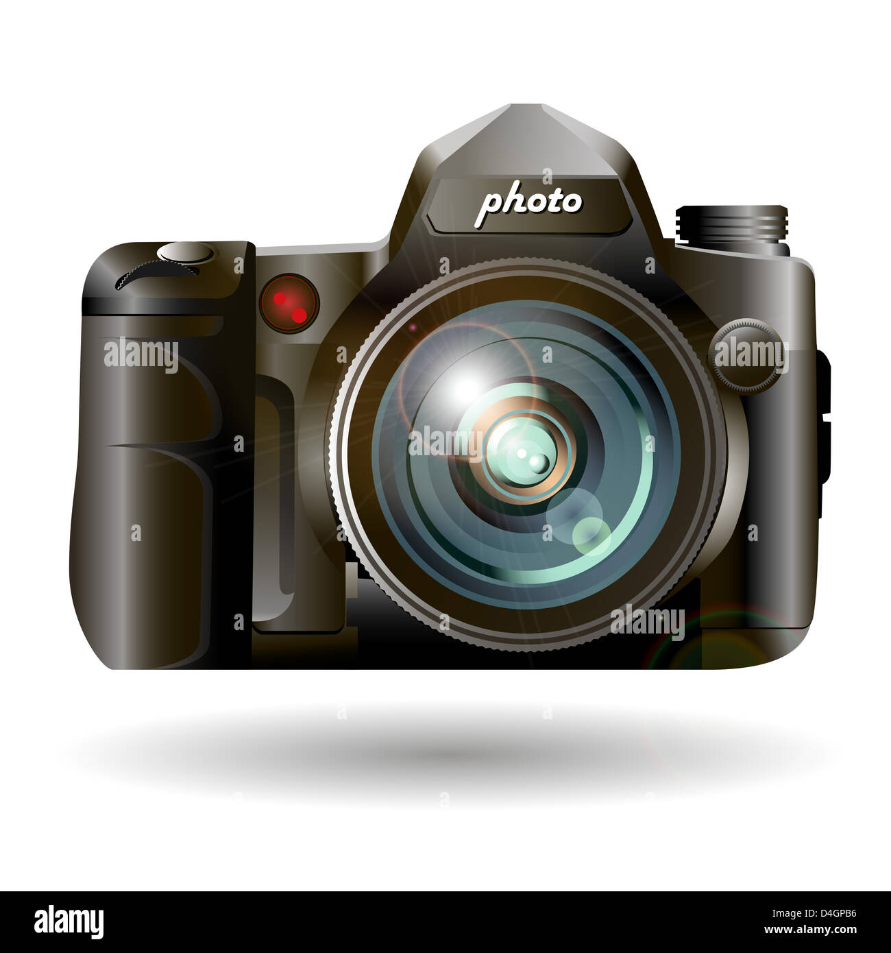 vector drawing digital photo camera on white background Stock Photo - Alamy
