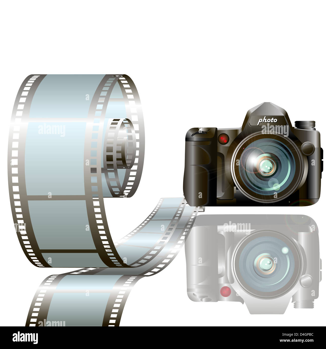 Vector drawing digital photo camera on white background Stock Photo - Alamy