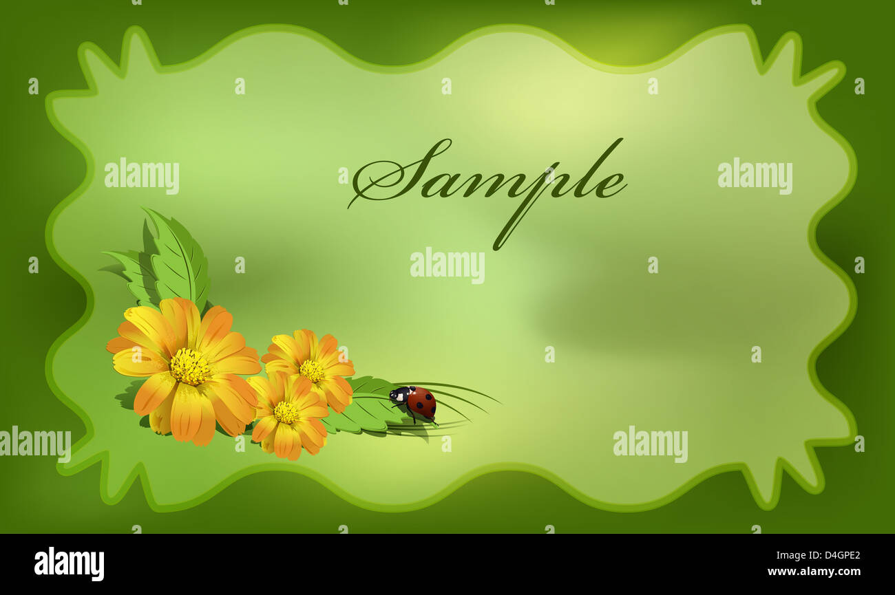 illustration, bright festive postcard with flowers and sheet Stock ...