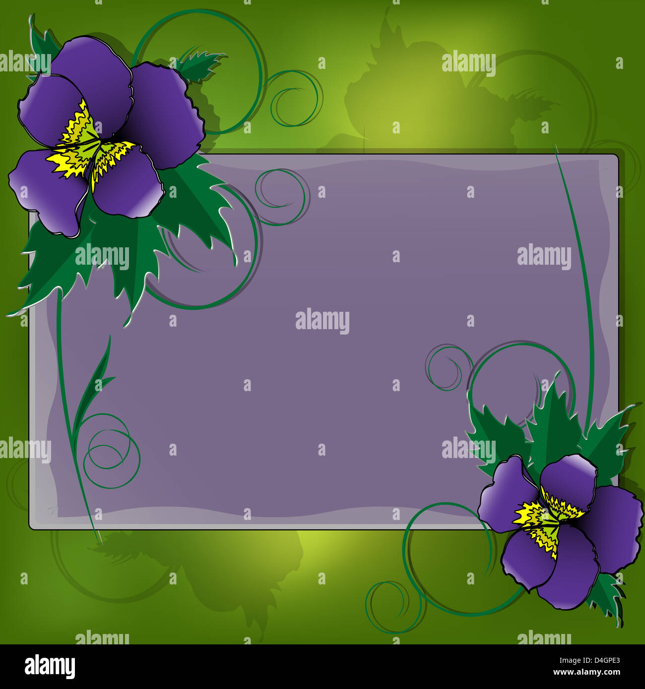 illustration, bright festive postcard with flowers and sheet Stock ...