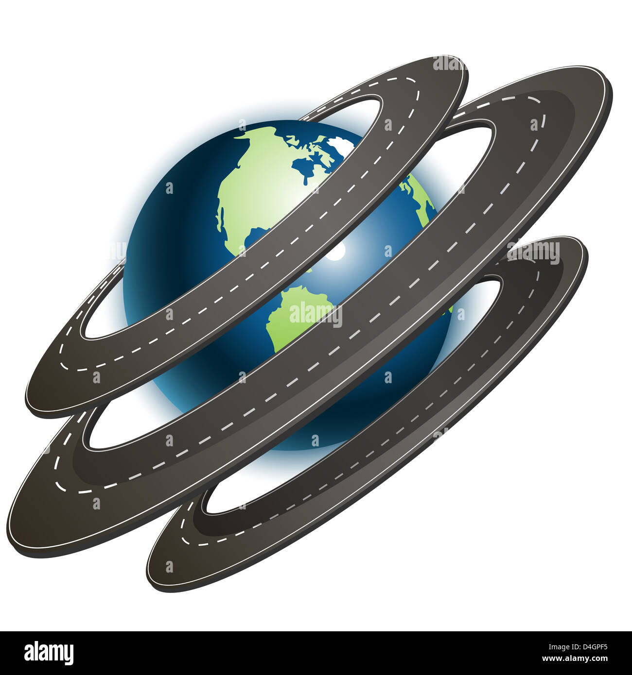 abstract illustration, ring of the roads around globe Stock Photo - Alamy