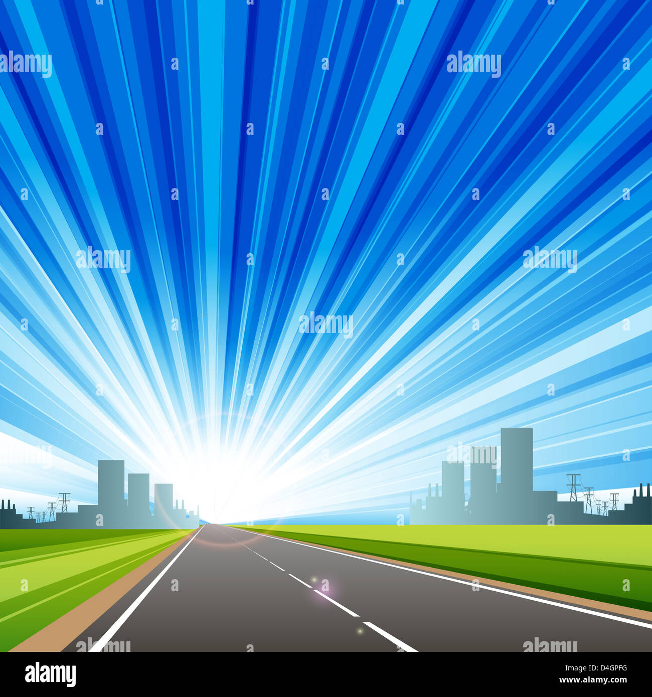 Illustration, blue globe in network of the superhighways Stock Photo ...