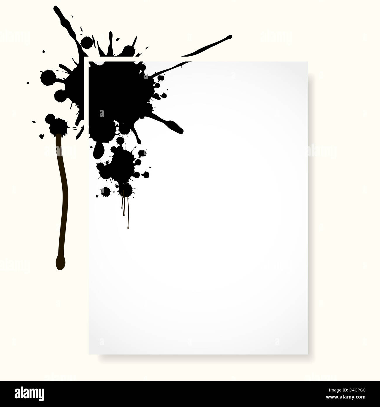 illustration, inkblot of the black ink on sheet of paper Stock Photo ...