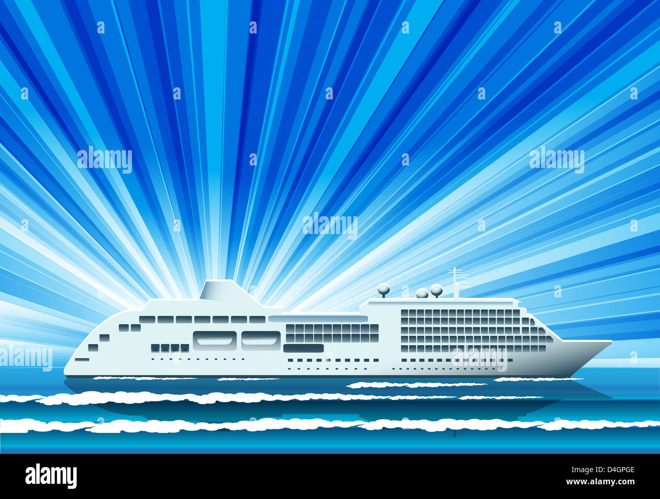 Illustration white seagoing liner in turn blue sea Stock Photo - Alamy