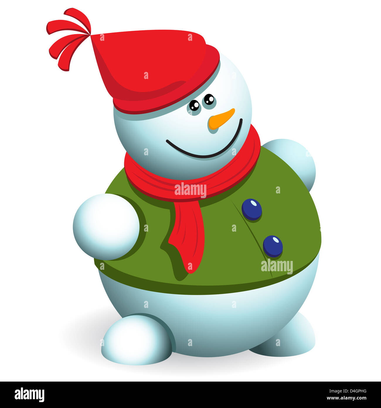 illustration, new year's snowman in hat on white background Stock Photo ...