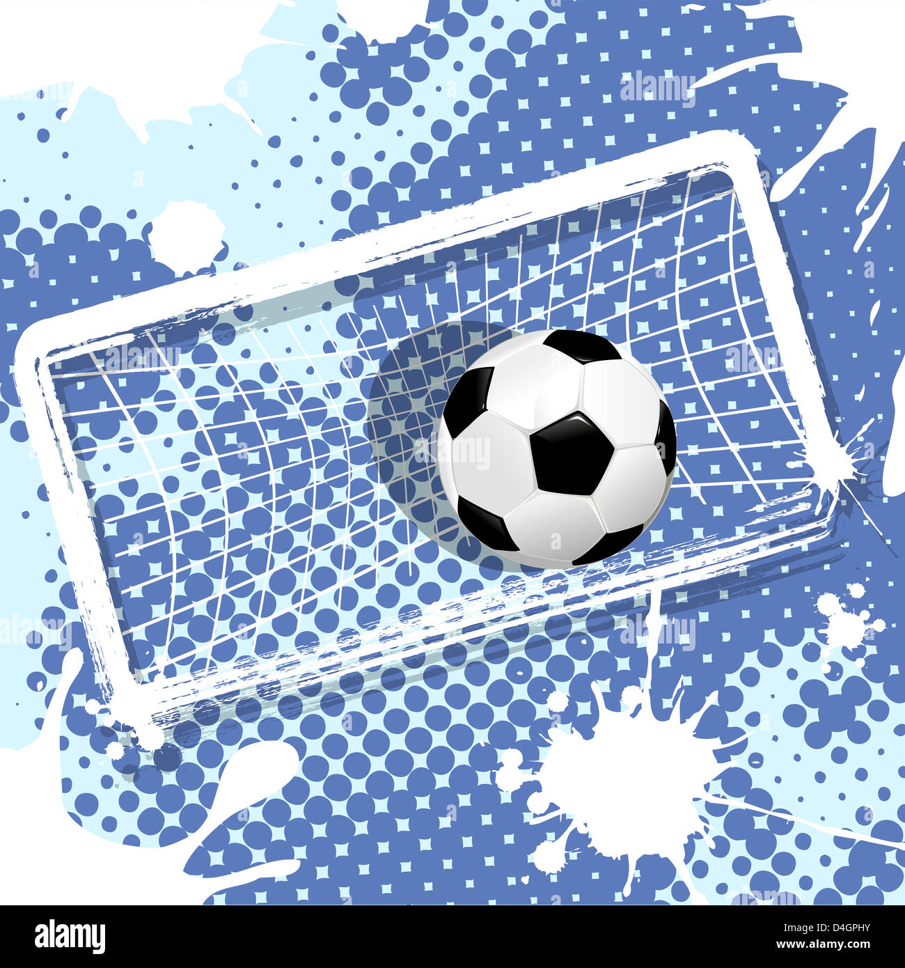 illustration, soccer ball on abstract blue background Stock Photo - Alamy