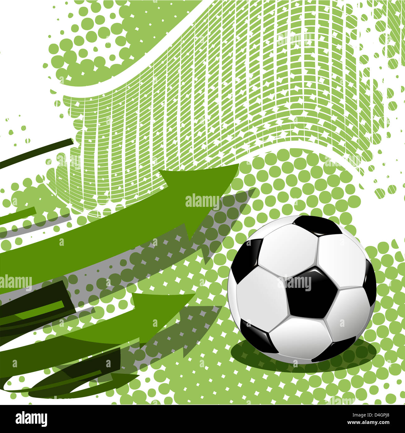 illustration, soccer ball on abstract green background Stock Photo - Alamy
