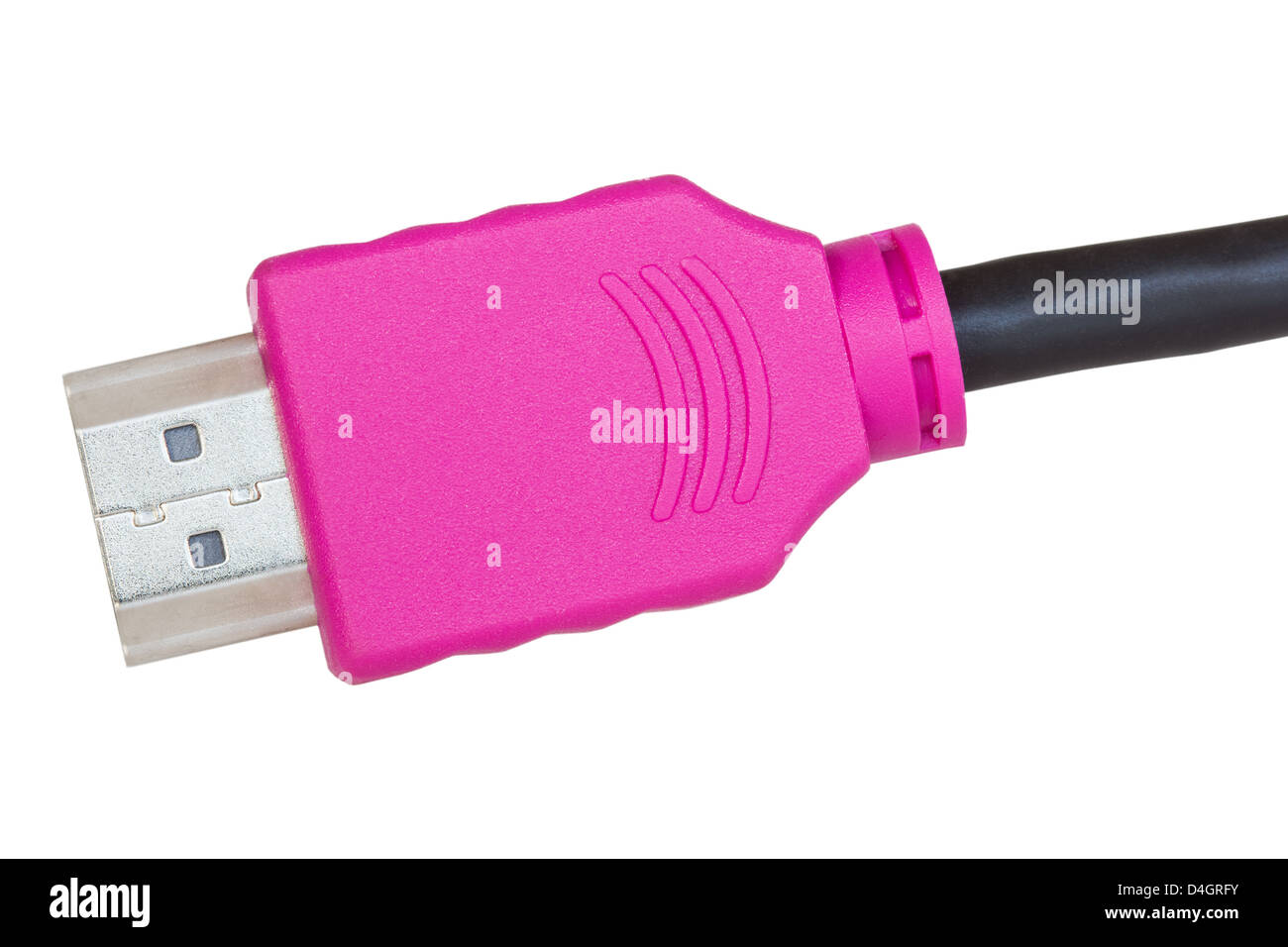 Pink HDMI cable isolated on white background Stock Photo - Alamy