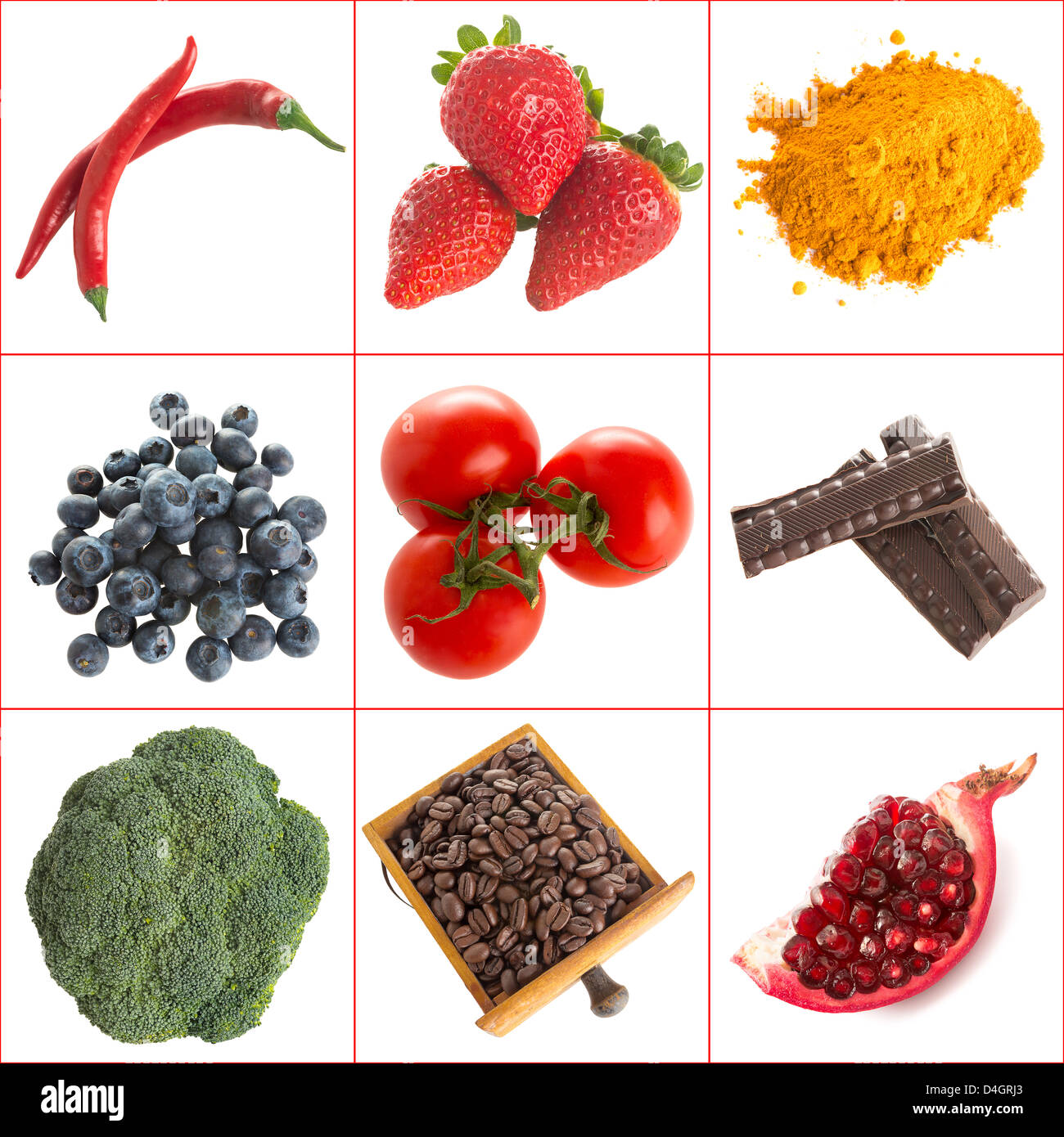 Variety of healthy antioxidants on a white background Stock Photo - Alamy