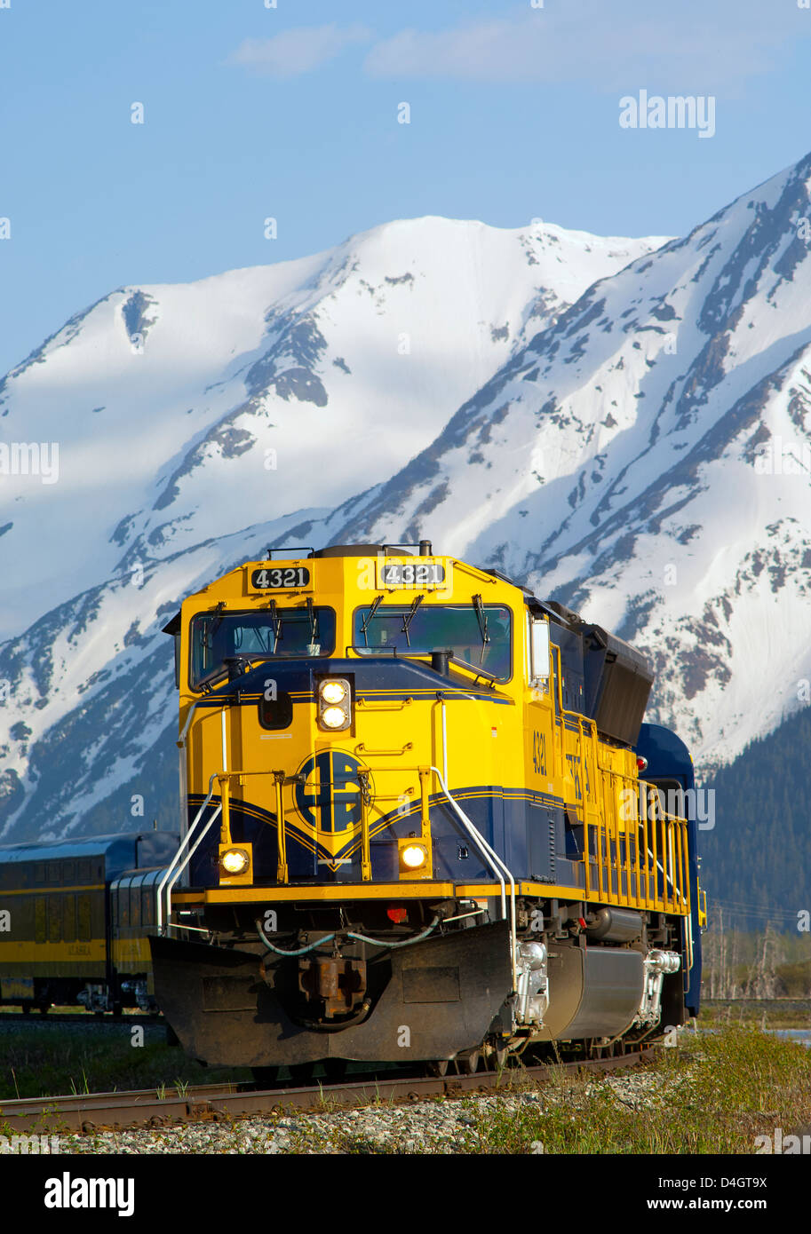 Alaska Rail Road locomotive at Portage in Alaska Stock Photo - Alamy