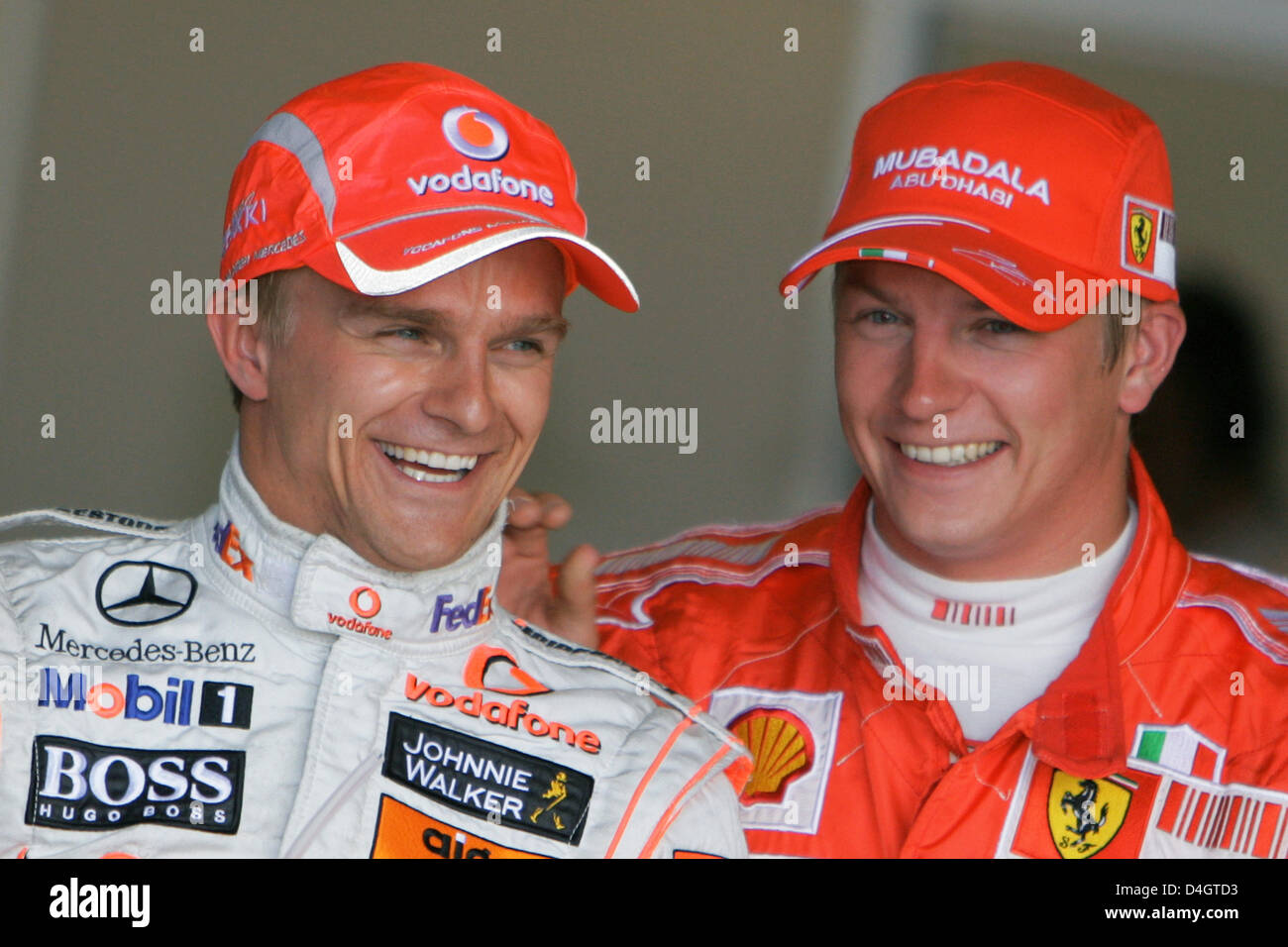 Finnish Formula One driver Heikki Kovalainen of McLaren Mercedes (L ...