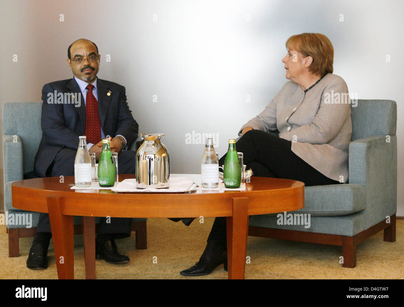 German Chancellor Angela Merkel meets Ethiopian Prime Minister Meles ...