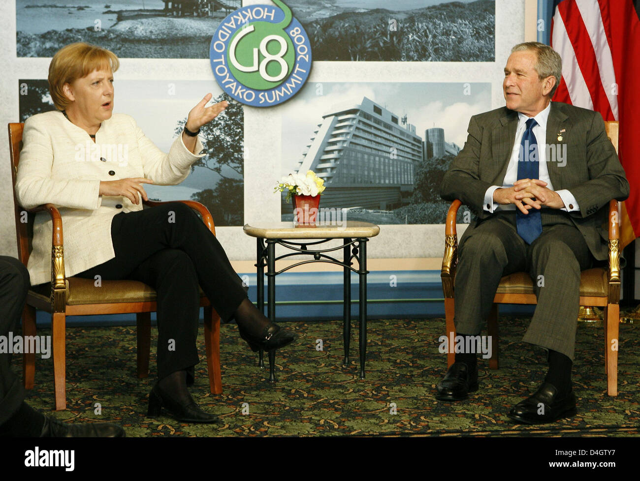German Chancellor Angela Merkel meets US President George W. Bush for ...