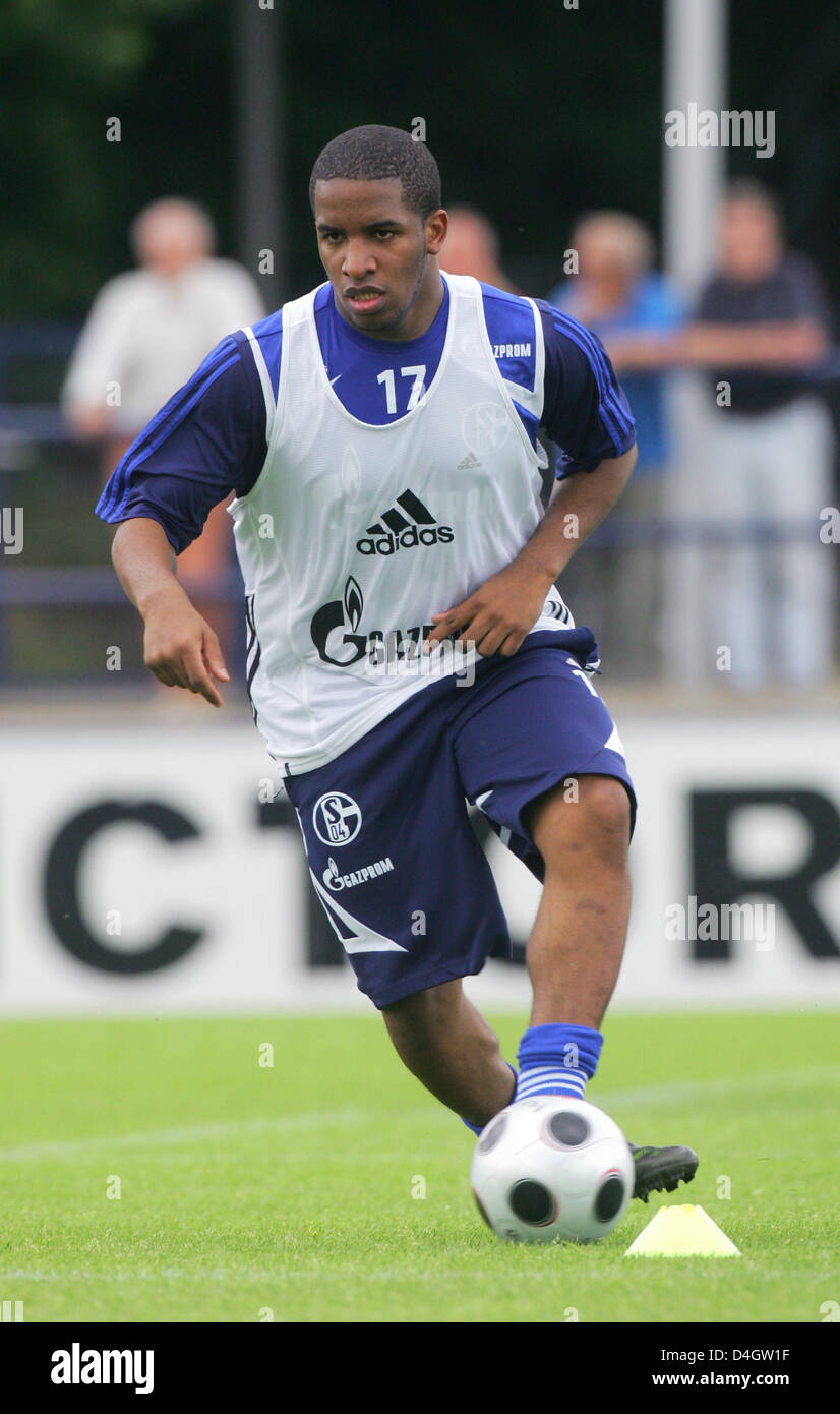 Schalke's new entry Peruvian Jefferson Farfan shown in action during a ...